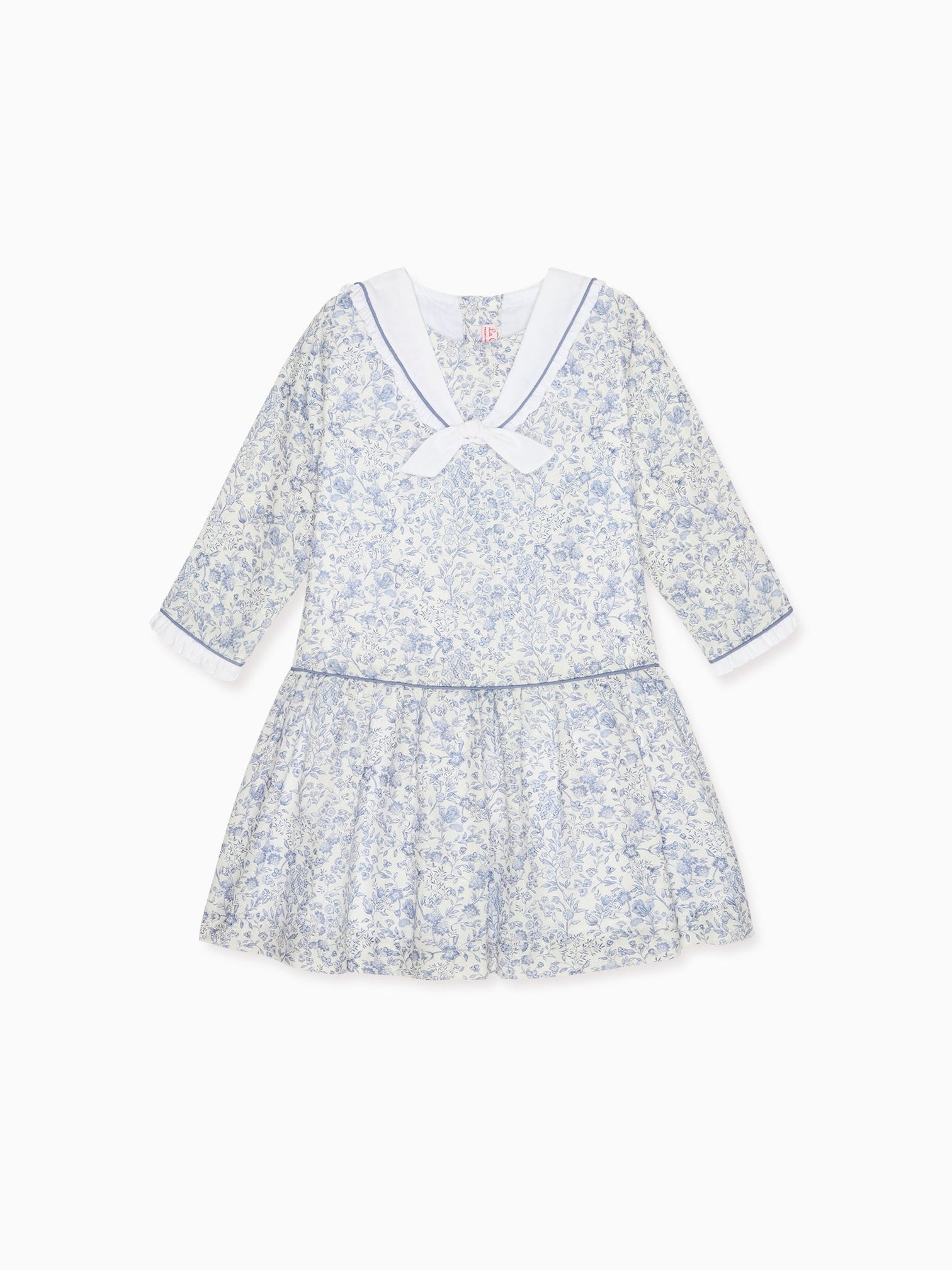 Dark Blue Floral Aranda Girl Drop Waist Dress | La Coqueta UK – La ...