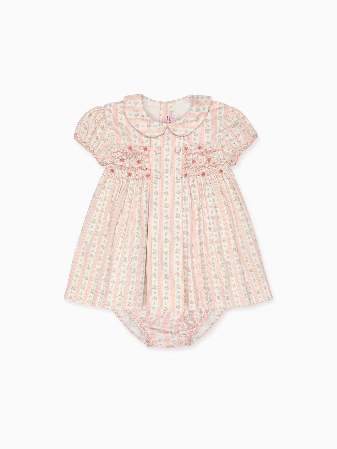 Pink Floral Stripe Arcadia Baby Girl Hand-Smocked Set | La Coqueta UK ...