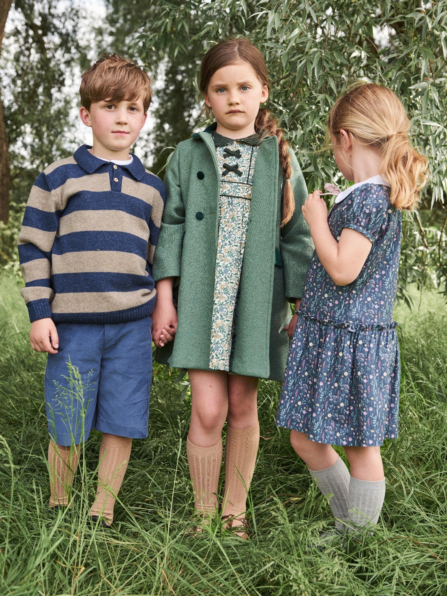 Bottle Green Floral Portia Girl Dress | La Coqueta Kids UK