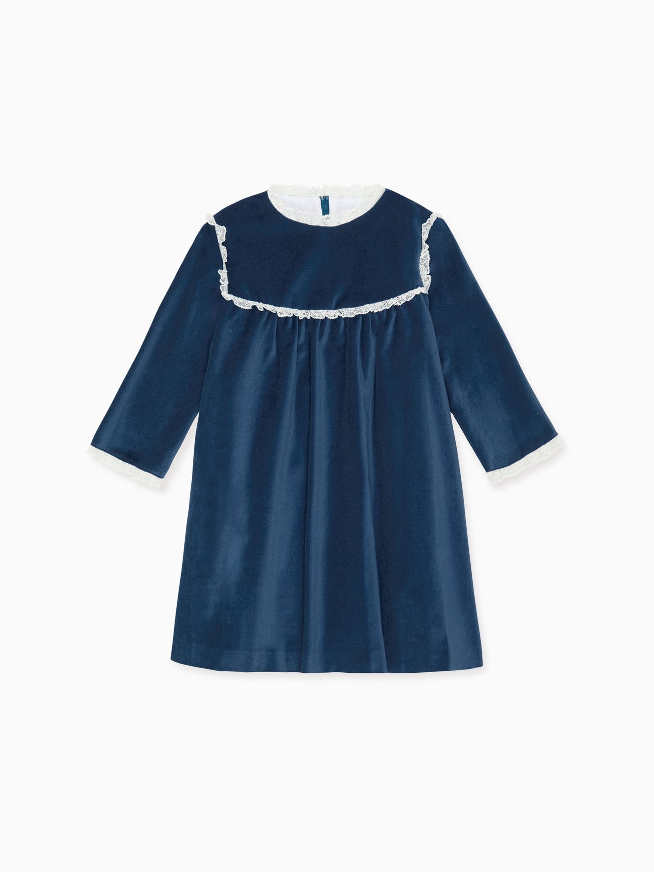 Blue Carolina Velvet Girl Empire Dress | La Coqueta Kids UK
