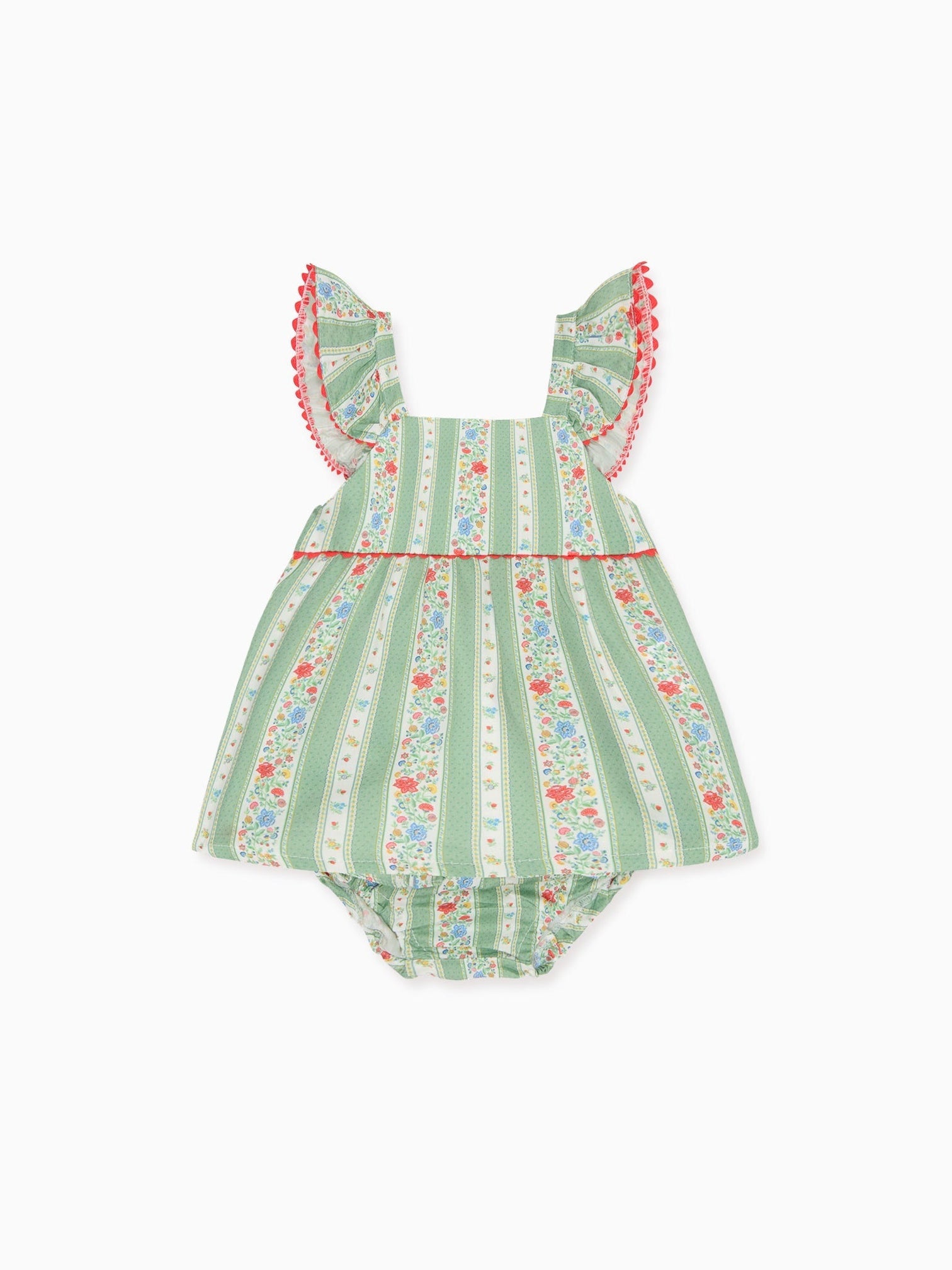 Sage Floral Stripe Elicia Baby Summer Set | La Coqueta UK – La Coqueta Kids