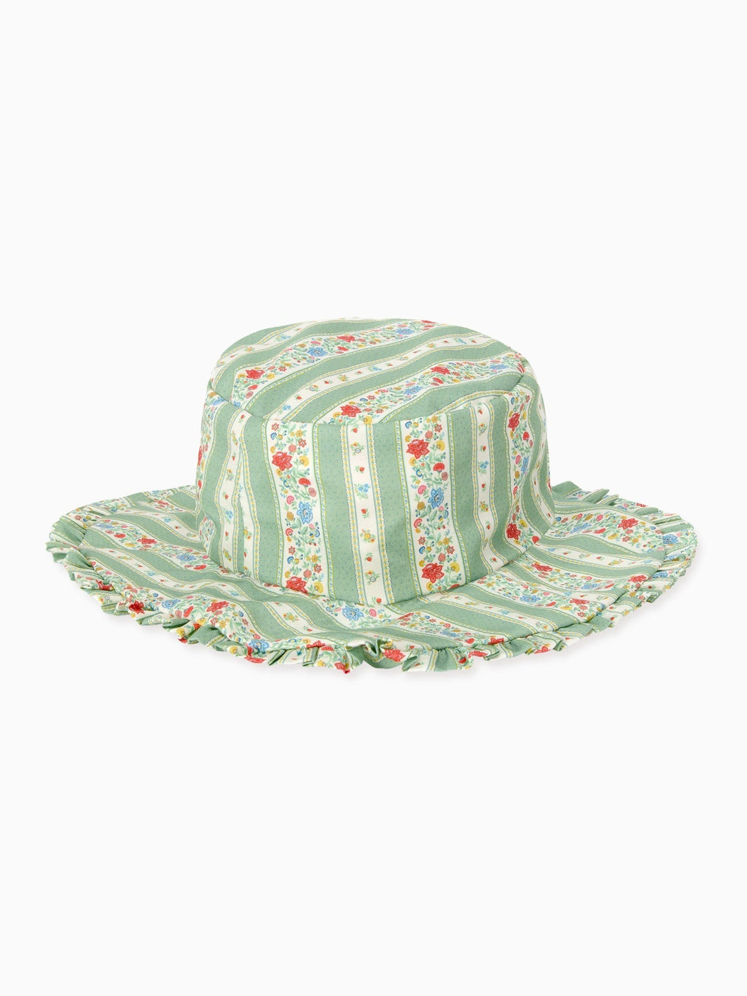 Sage Floral Stripe Emilia Girl Hat | La Coqueta UK – La Coqueta Kids