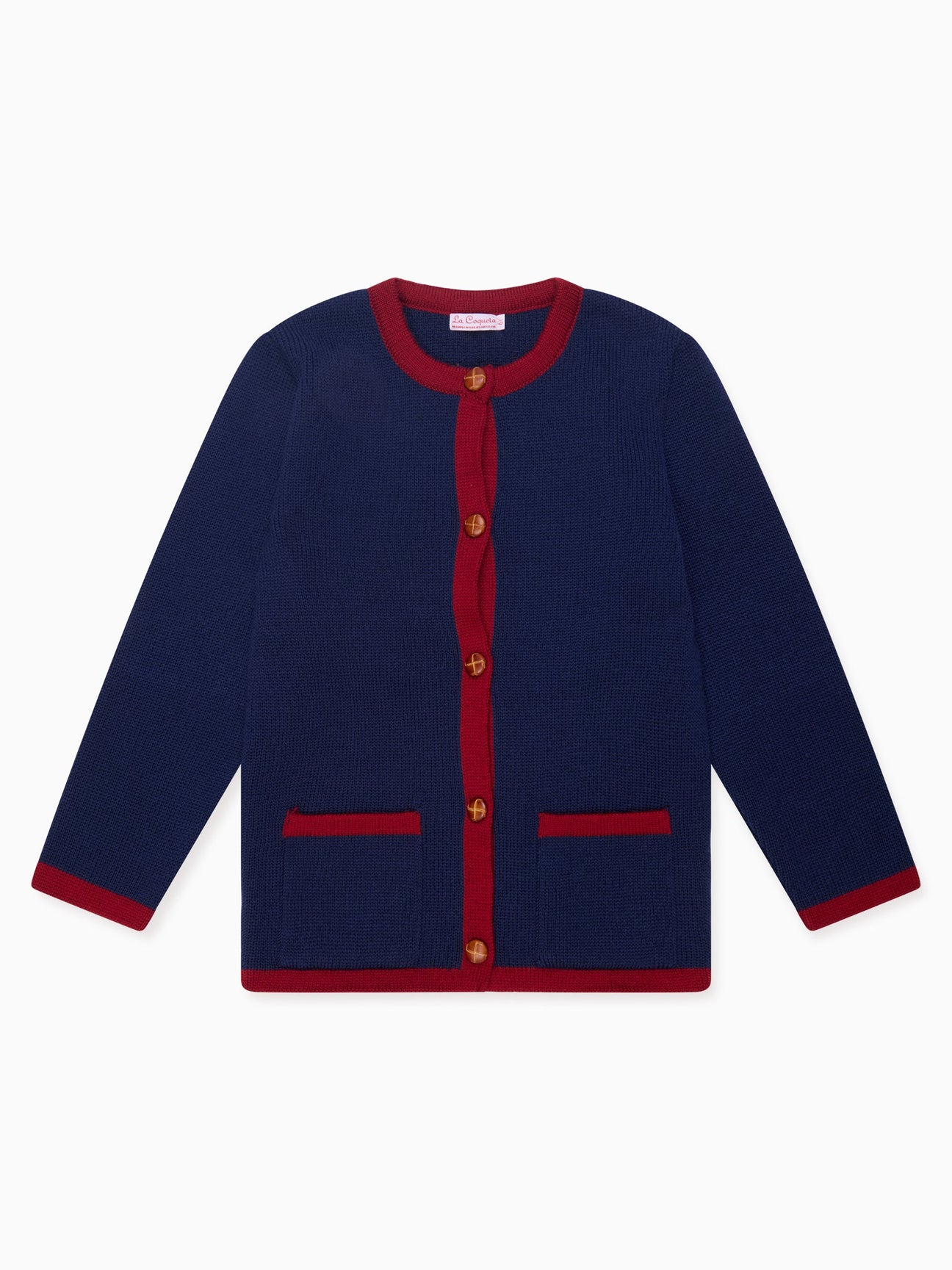 Navy Esai Merino Boy Cardigan | La Coqueta Kids UK