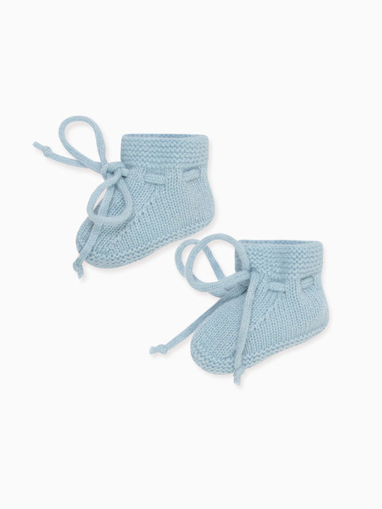 Blue Evita Cashmere Baby Booties | La Coqueta Kids UK