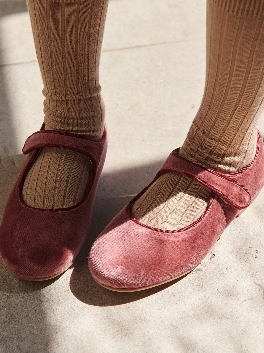 Dusty Pink Velvet Girl Mary Jane Shoes | La Coqueta Kids UK