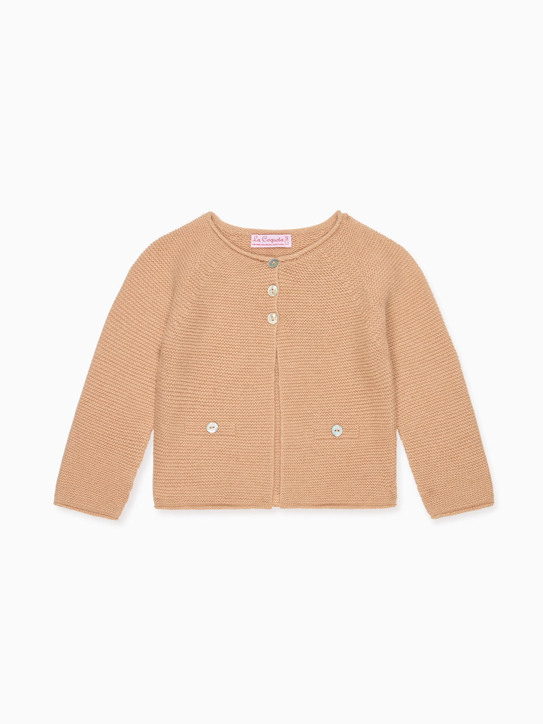 Camel Melange Leandra Cashmere Baby Cardigan | La Coqueta Kids UK