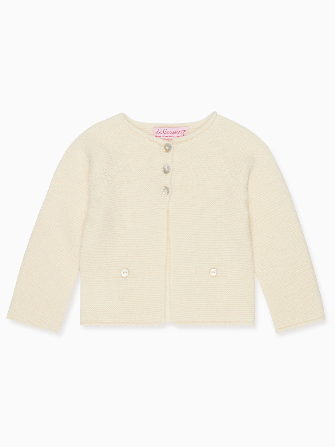 Ivory Leandra Cashmere Baby Cardigan | La Coqueta Kids UK