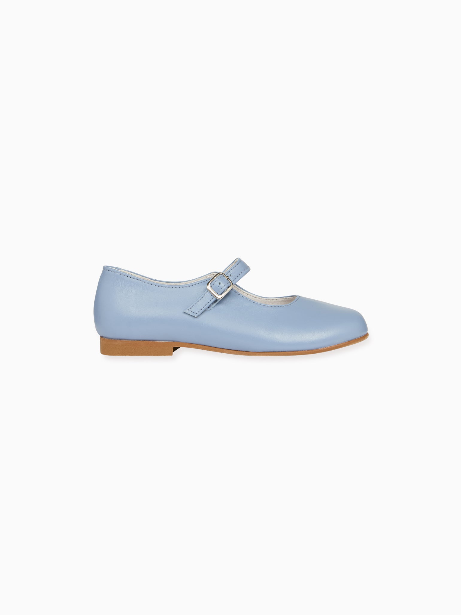 Dusty Blue Leather Girl Mary Jane Shoes | La Coqueta Kids UK