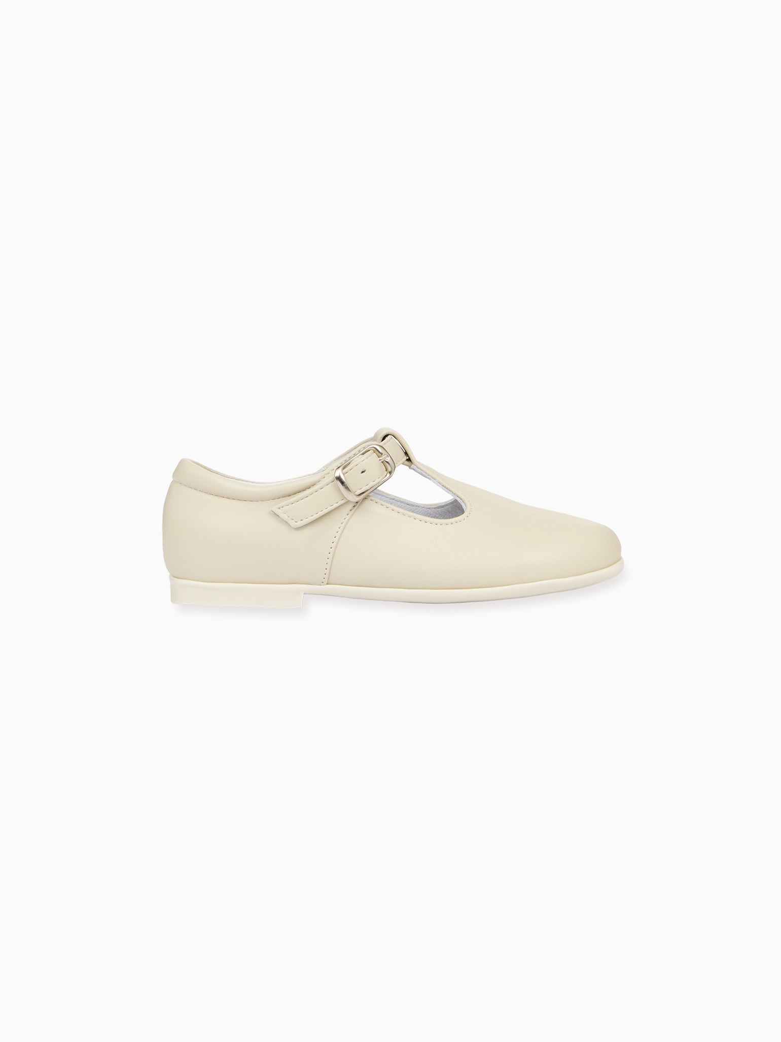 Ivory Leather Toddler T-Bar Shoes | La Coqueta Kids UK