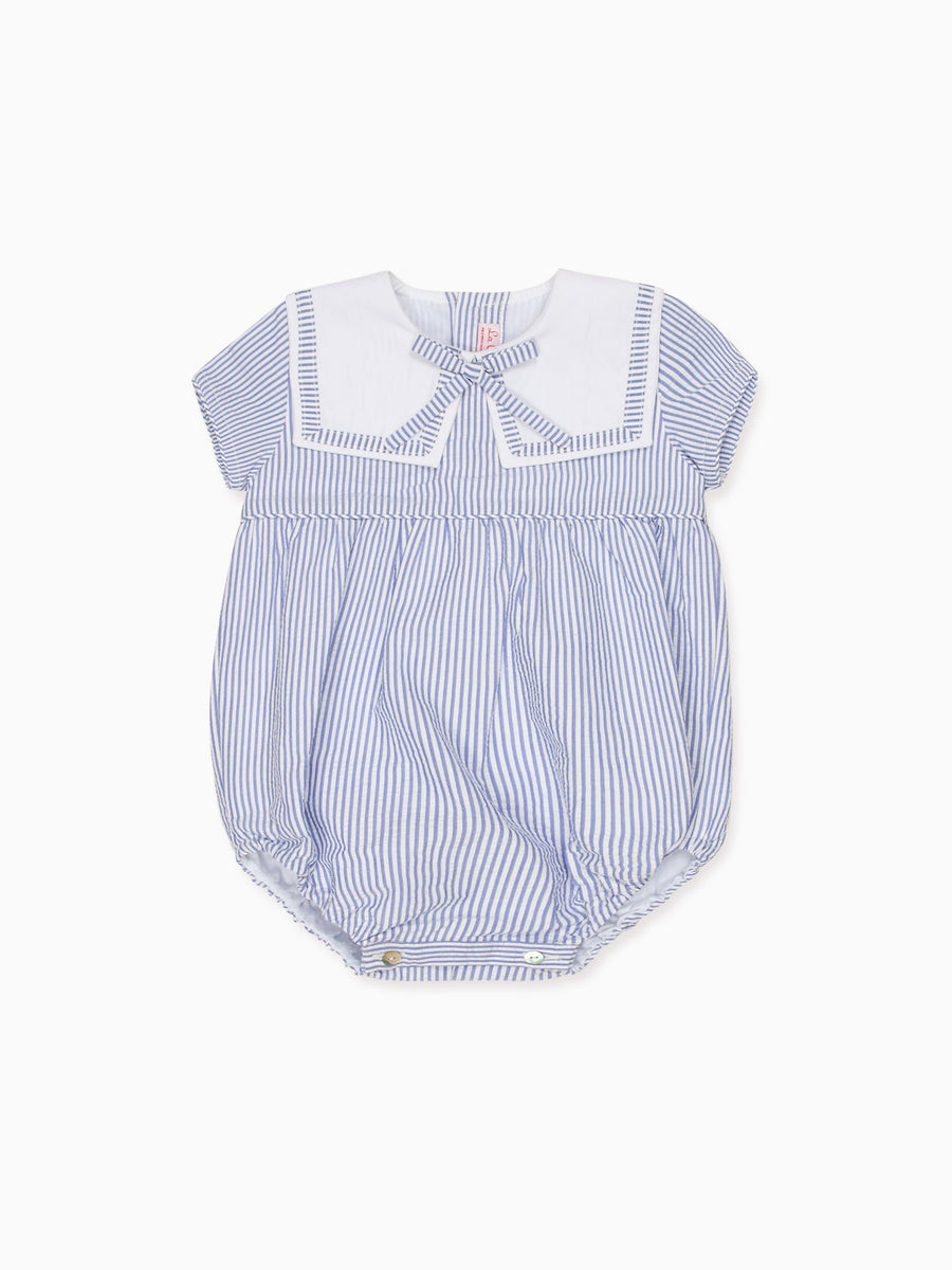 Dark Blue Stripe Mar Baby Romper | La Coqueta UK – La Coqueta Kids