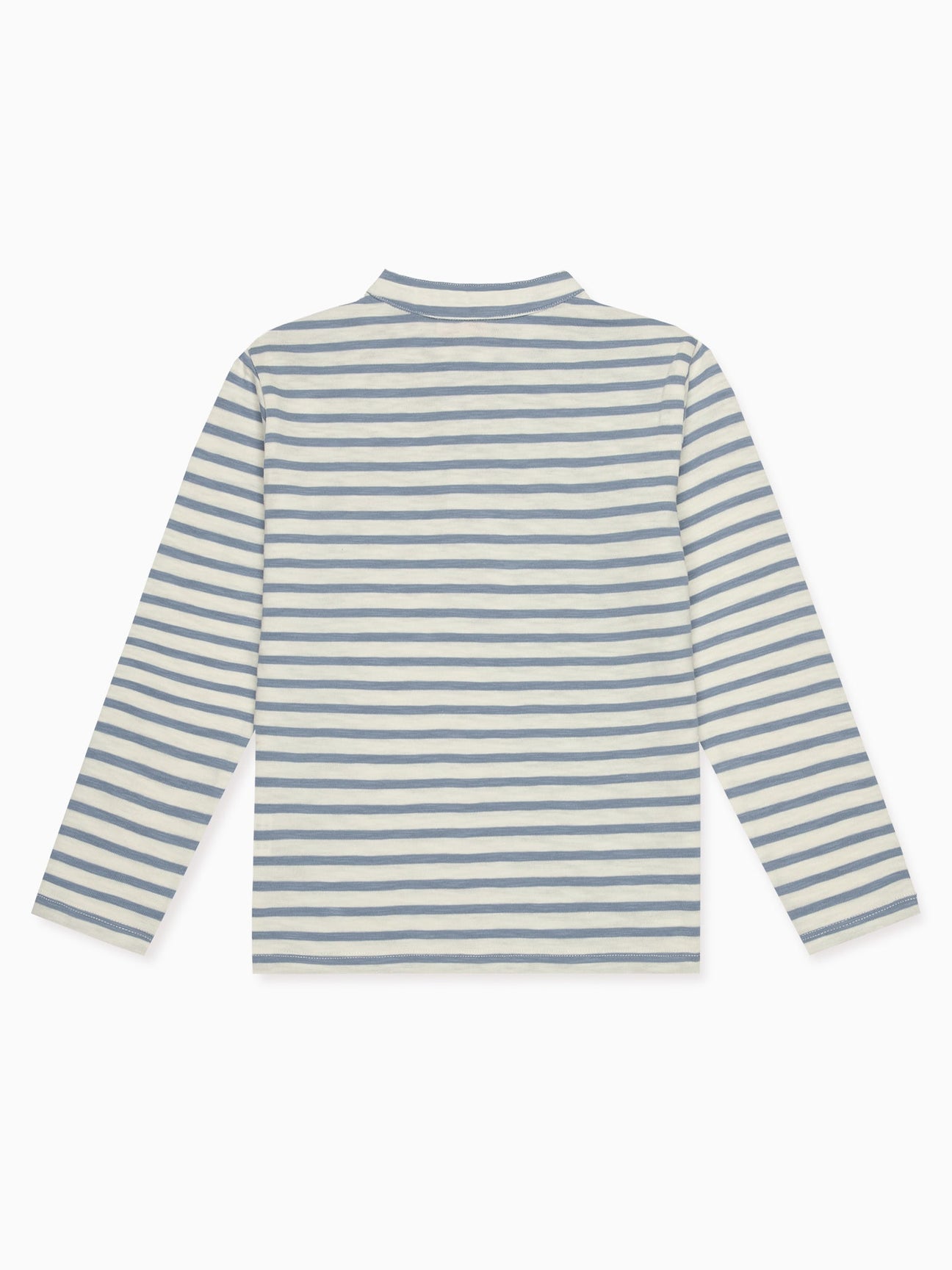 Dusty Blue Stripe Marco Long Sleeve Boy Polo Shirt | La Coqueta UK – La ...