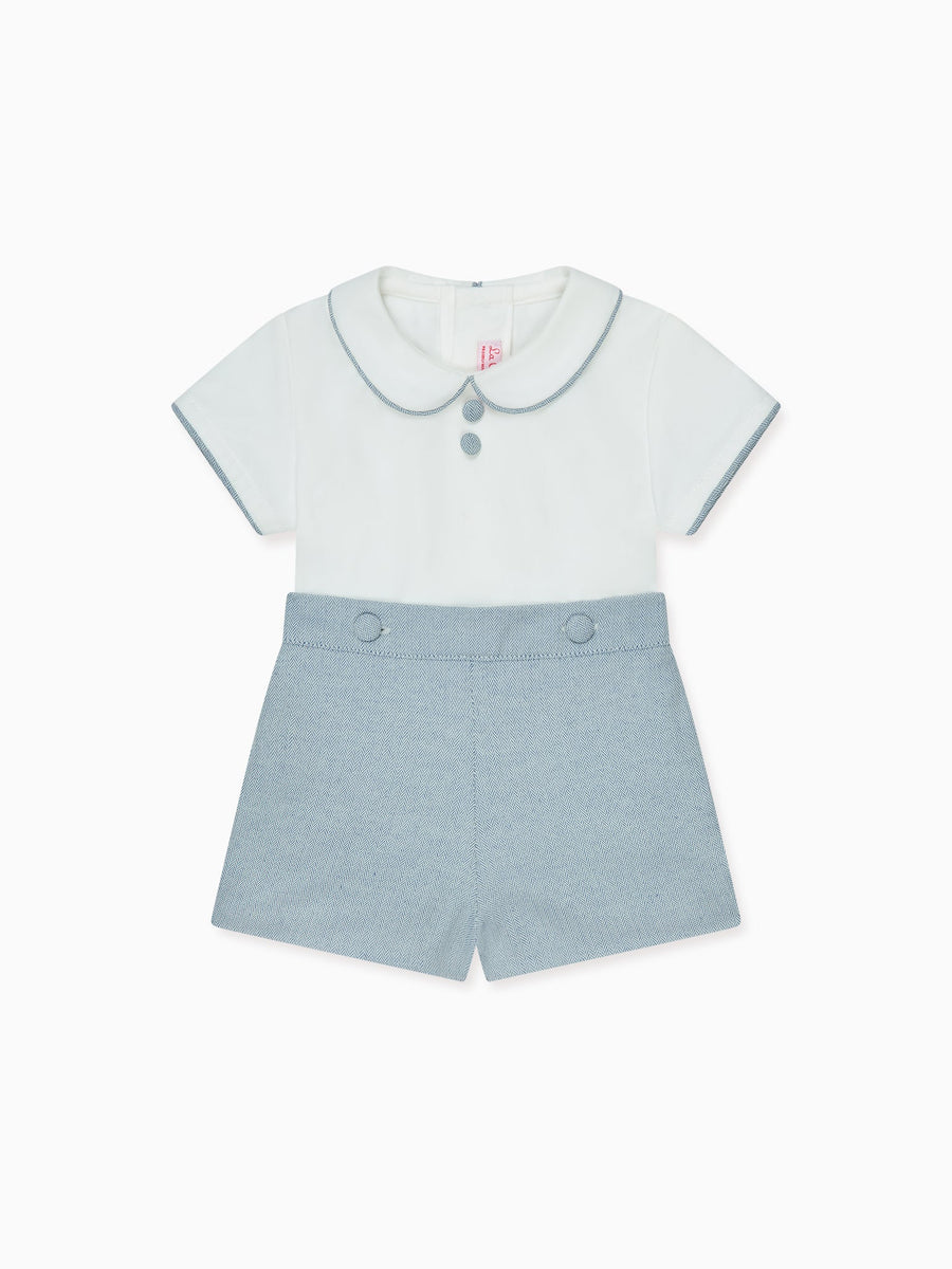 Light Blue Mattia Baby Boy Set | La Coqueta Kids UK