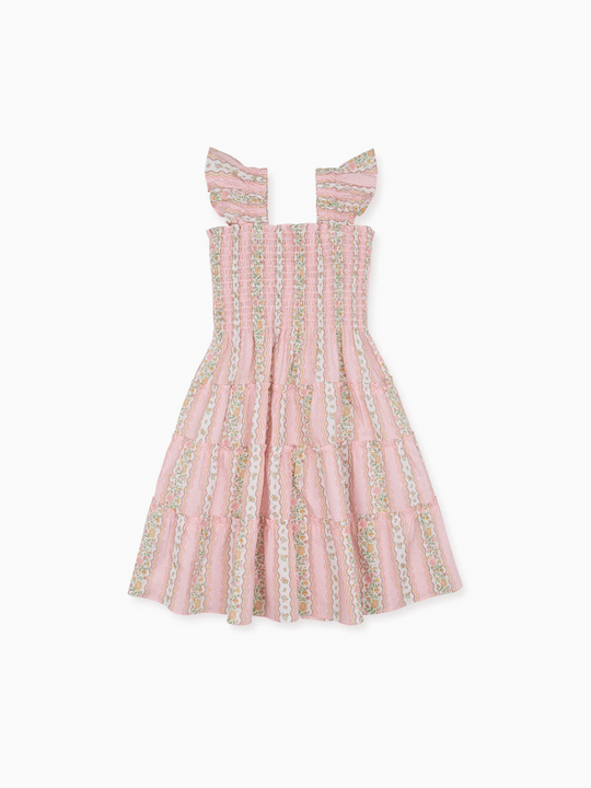 Hill House Home X La Coqueta Pink Floral Stripe Tiny Ellie Nap Dress | La Coqueta Kids UK