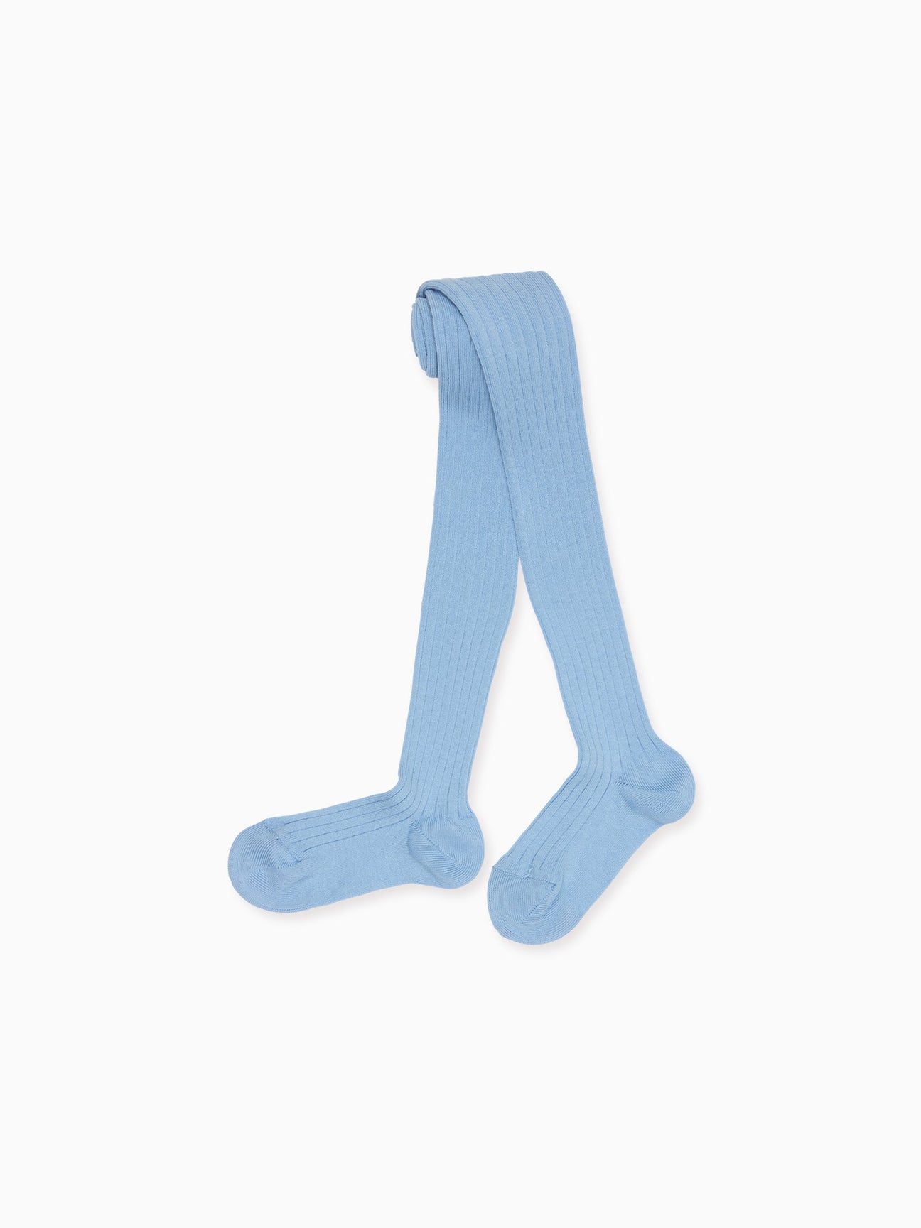 Pale Blue Ribbed Kids Tights | La Coqueta Kids UK