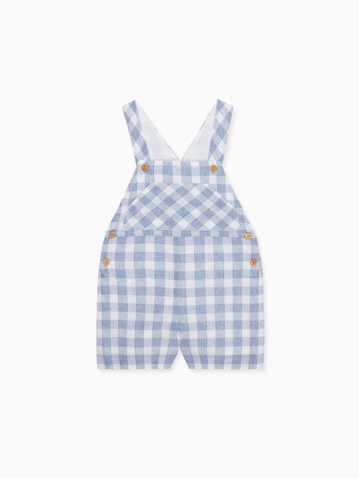 Blue Check Ringo Baby Dungarees | La Coqueta Kids UK