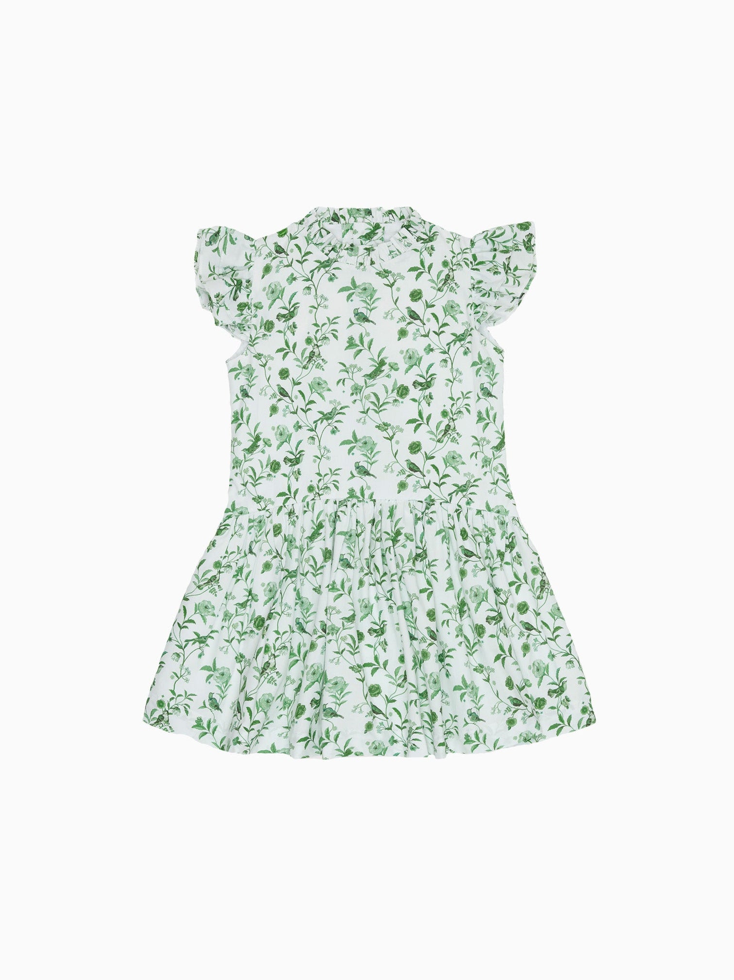 Green Bird Floral Rita Girl Drop Waist Dress | La Coqueta x Hill House ...