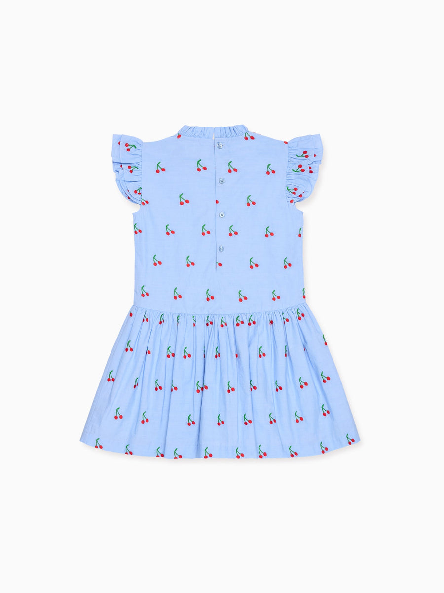 Light Blue Cherry Rita Girl Drop Waist Dress | La Coqueta UK – La ...