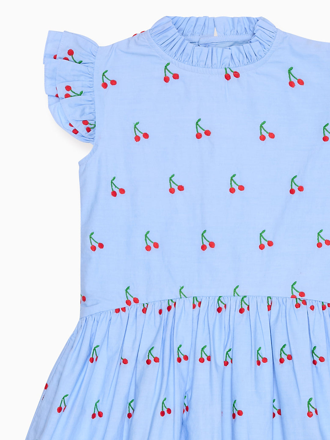 Light Blue Cherry Rita Girl Drop Waist Dress | La Coqueta UK – La ...