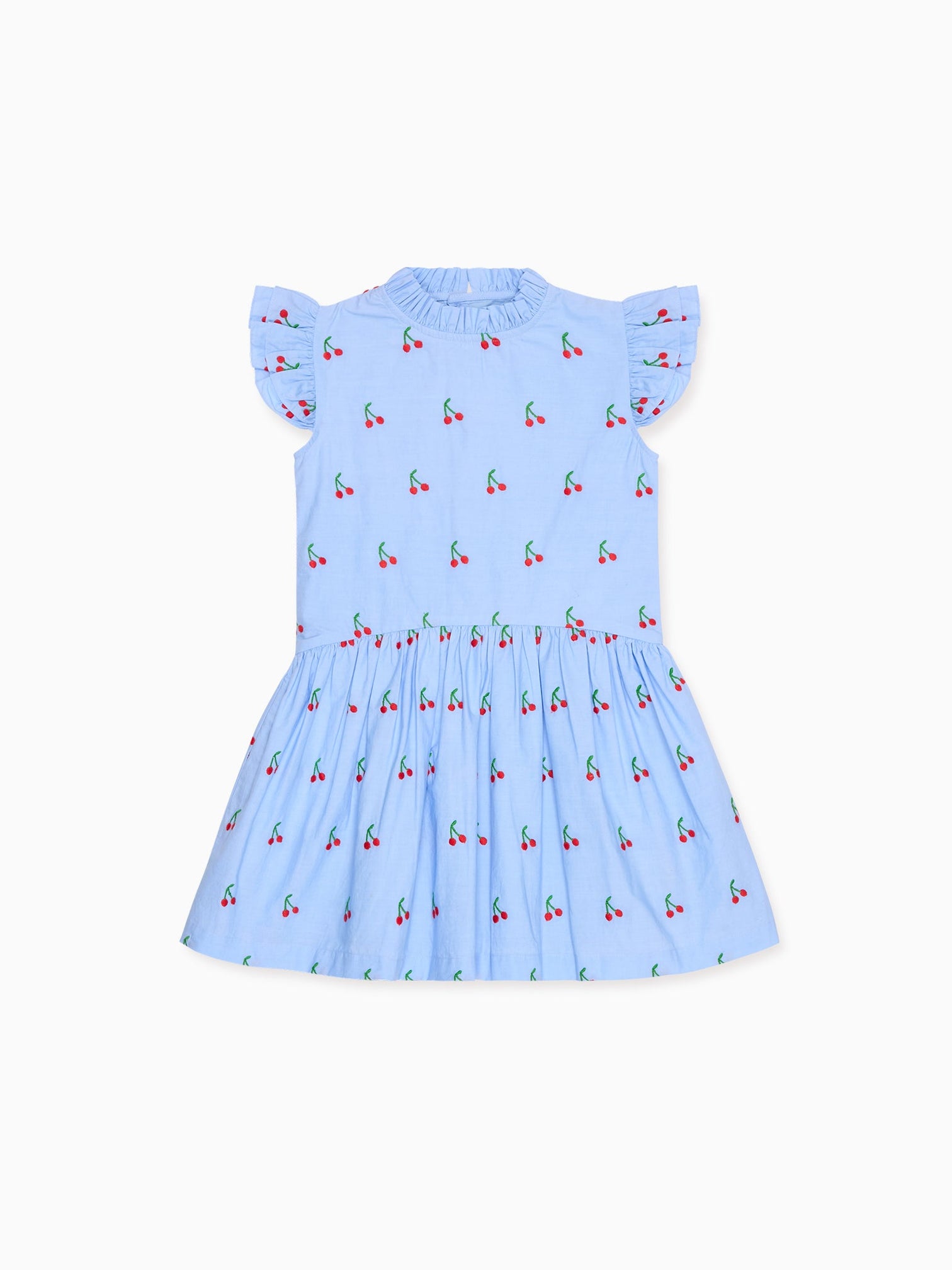 Light Blue Cherry Rita Girl Drop Waist Dress | La Coqueta UK – La ...