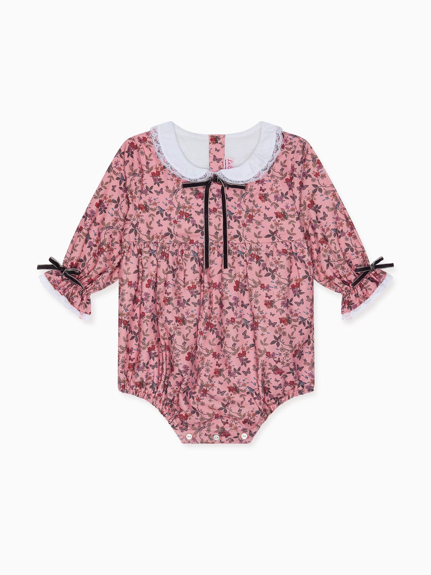 Dusty Pink Floral Sierra Baby Girl Romper | La Coqueta Kids UK