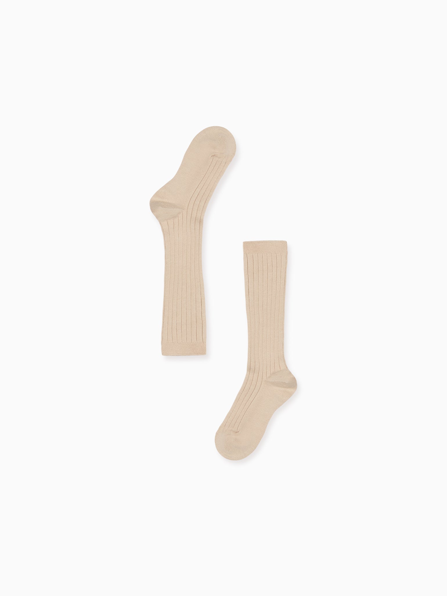 Stone Ribbed Knee High Kids Socks | La Coqueta Kids UK