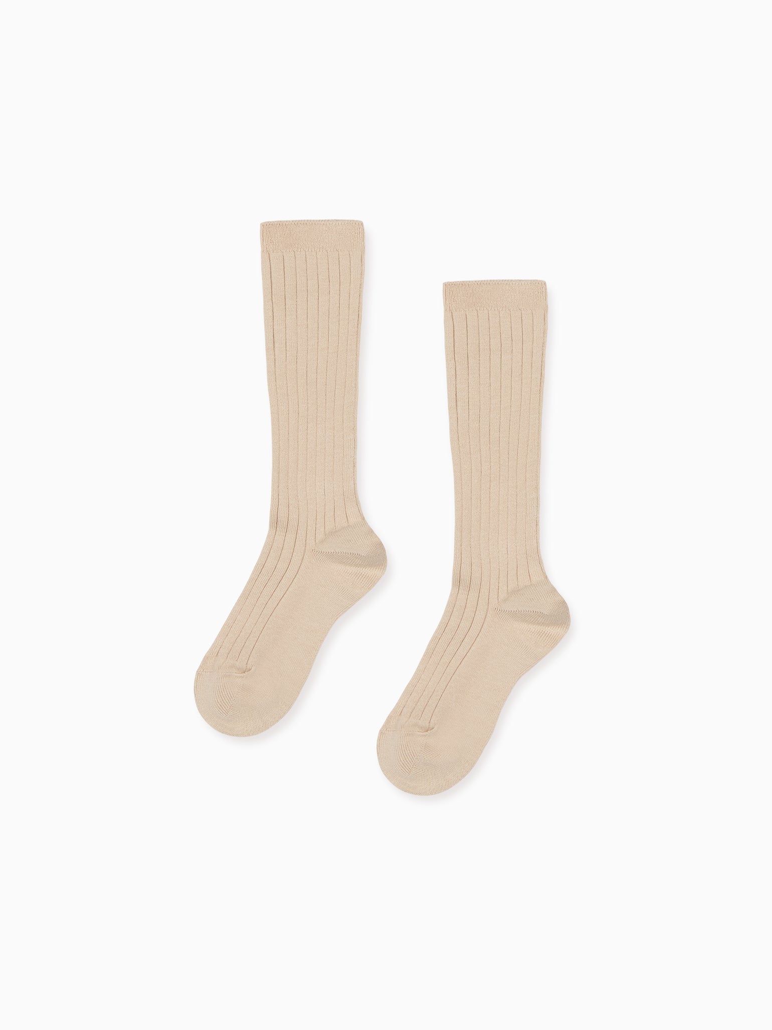 Stone Ribbed Knee High Kids Socks | La Coqueta Kids UK