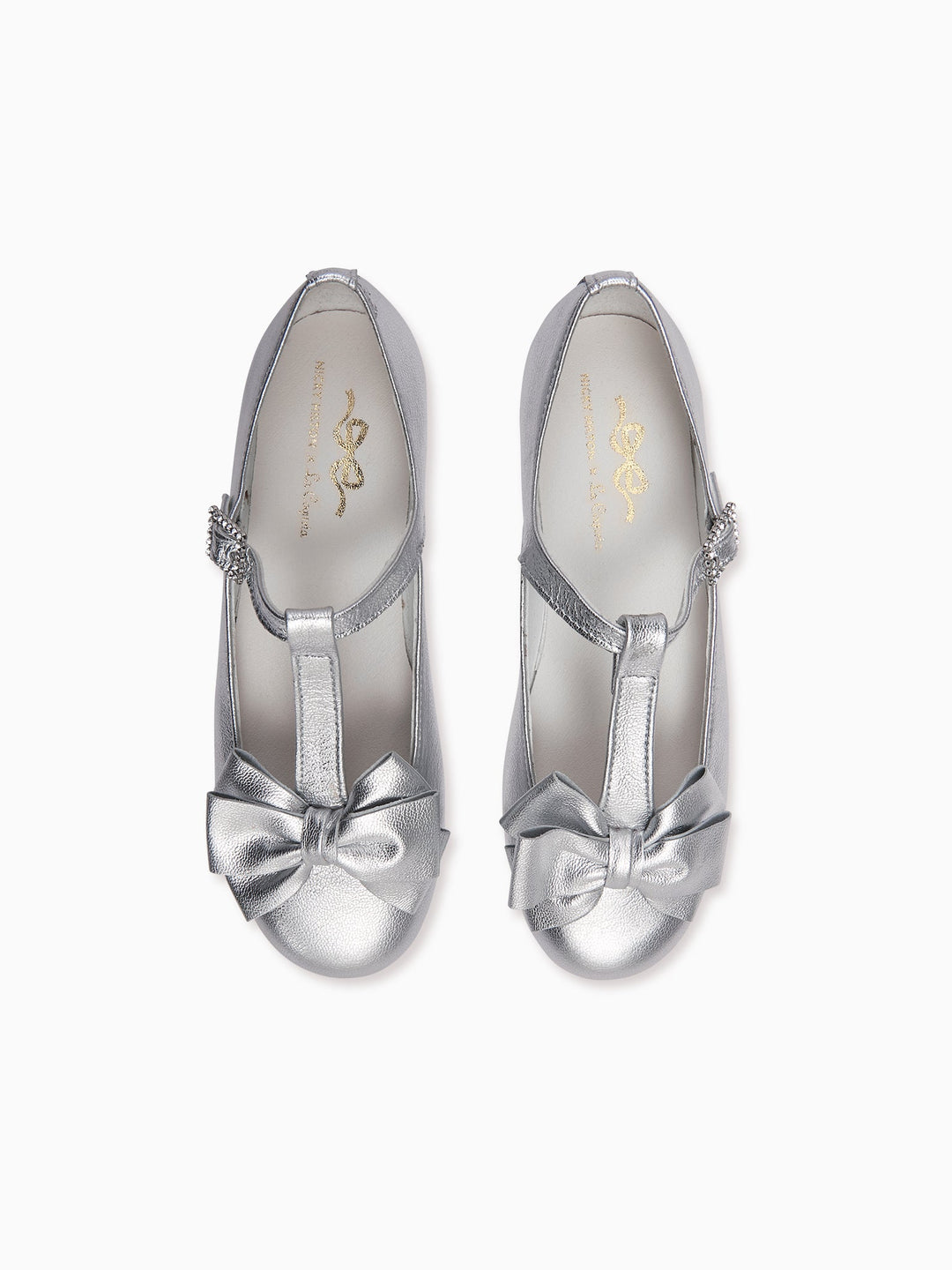 Silver Tessa Leather Girl T-Bar Shoes | La Coqueta UK – La Coqueta Kids