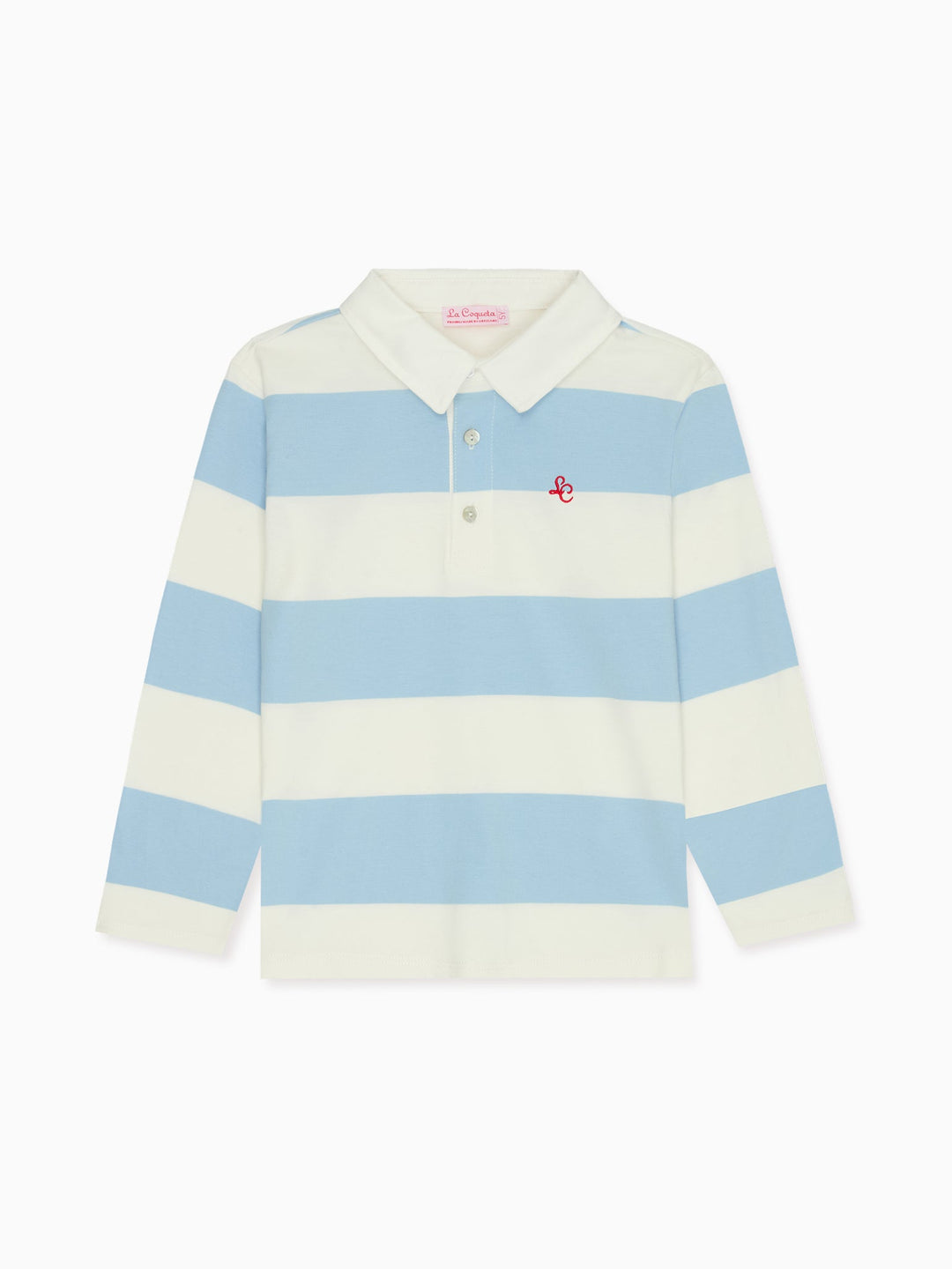 Light Blue Tijo Long Sleeve Boy Rugby Shirt | La Coqueta Kids UK