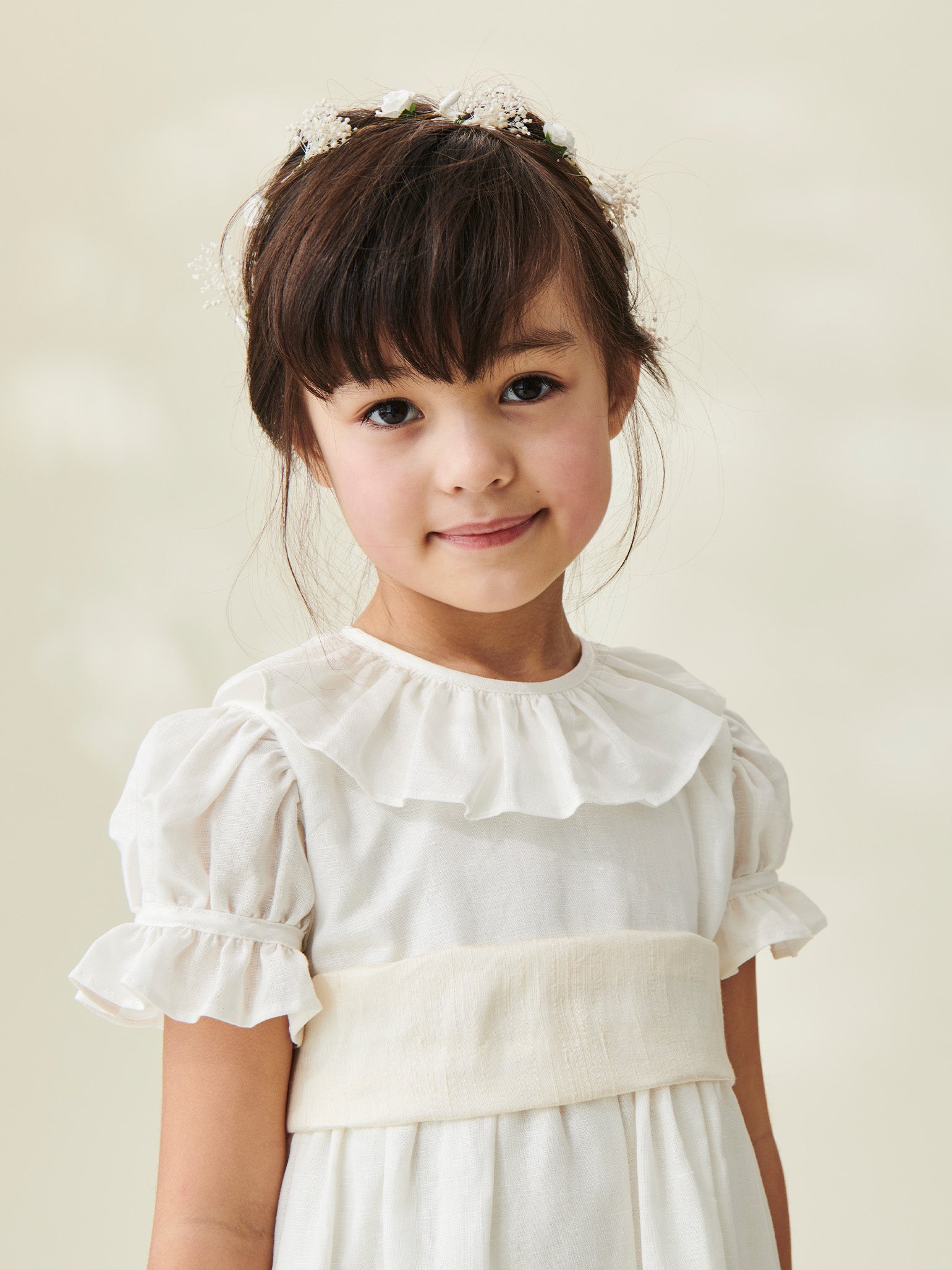 White Vega Long Ceremony Girl Dress | La Coqueta Kids UK