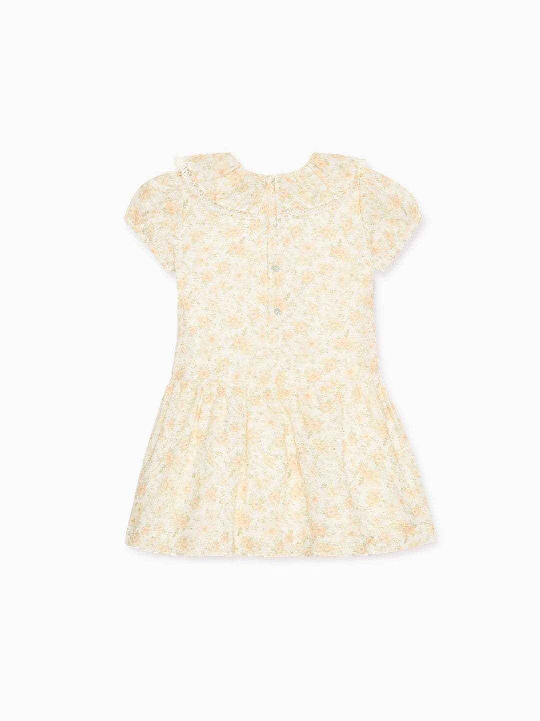 Peach Floral Xana Girl Drop Waist Dress | La Coqueta UK – La Coqueta Kids