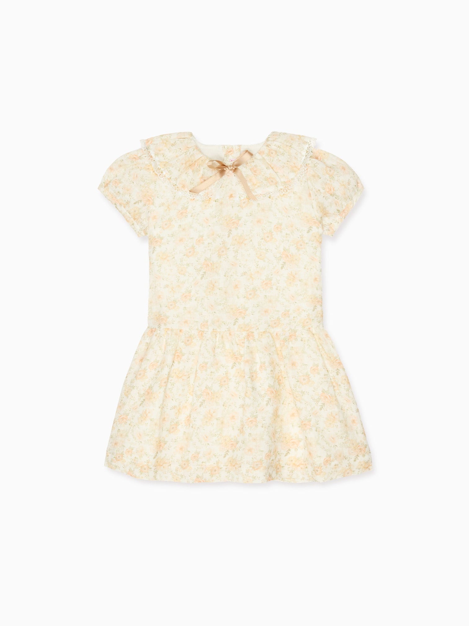Peach Floral Xana Girl Drop Waist Dress | La Coqueta UK – La Coqueta Kids