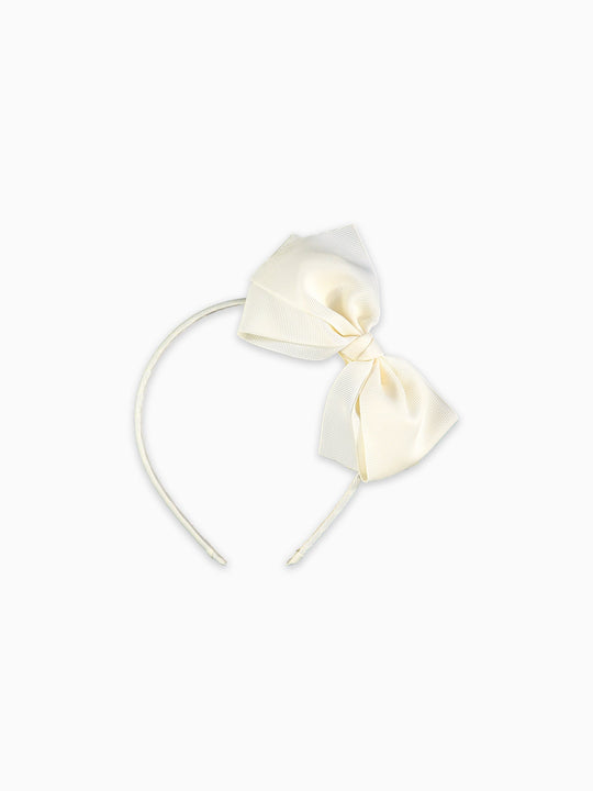 Off White Big Bow Girl Headband | La Coqueta Kids UK