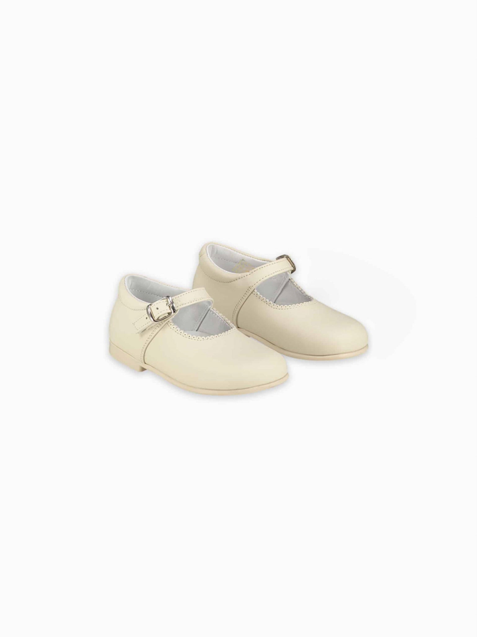 Ivory Leather Toddler Mary Jane Shoes | La Coqueta Kids UK