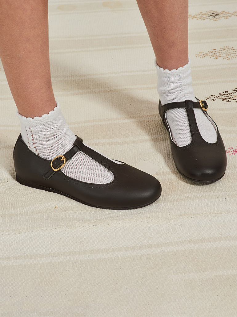 Girls School Shoes | Black & Leather | La Coqueta Kids