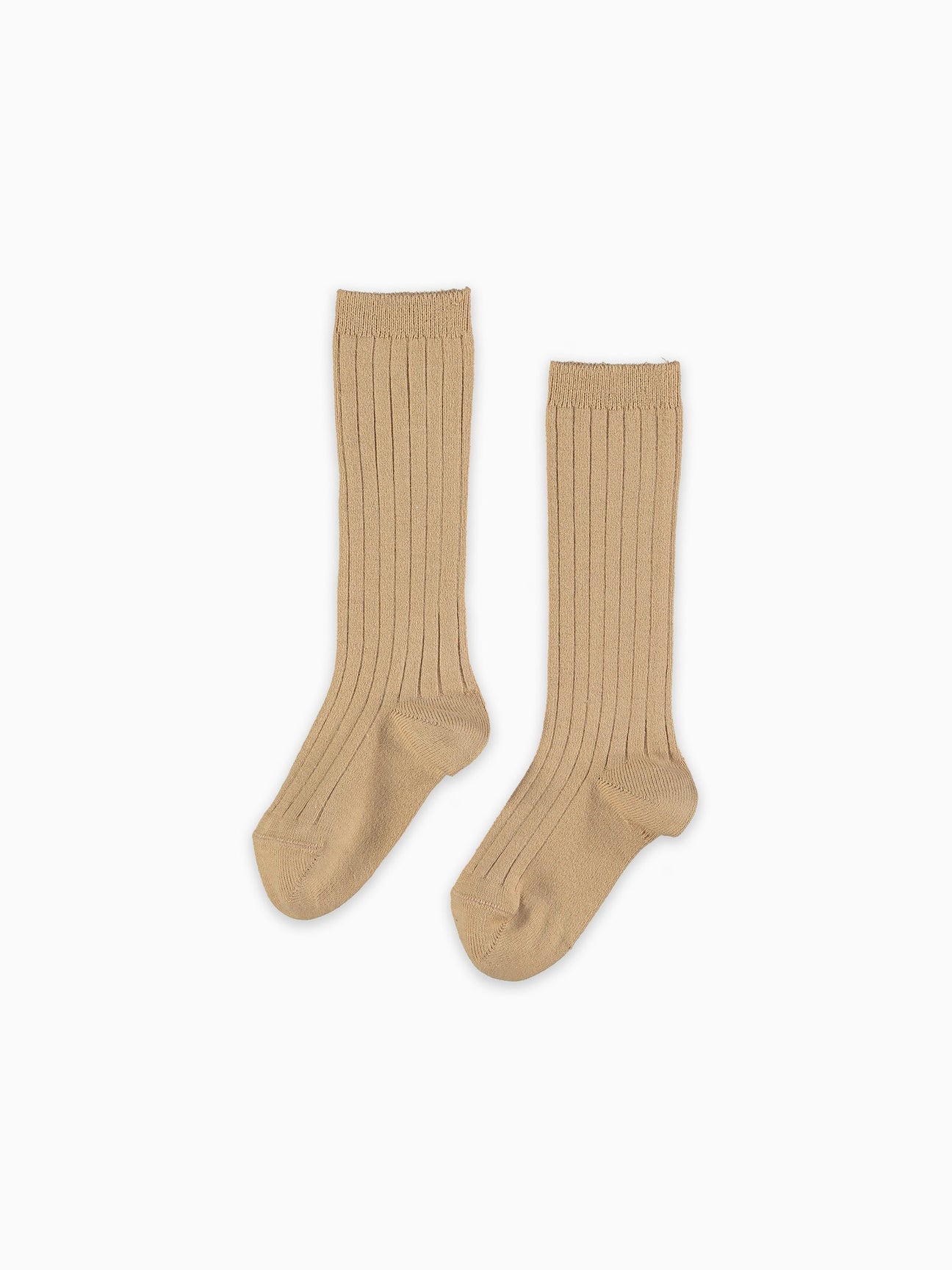 Camel Ribbed Knee High Kids Socks | La Coqueta Kids UK