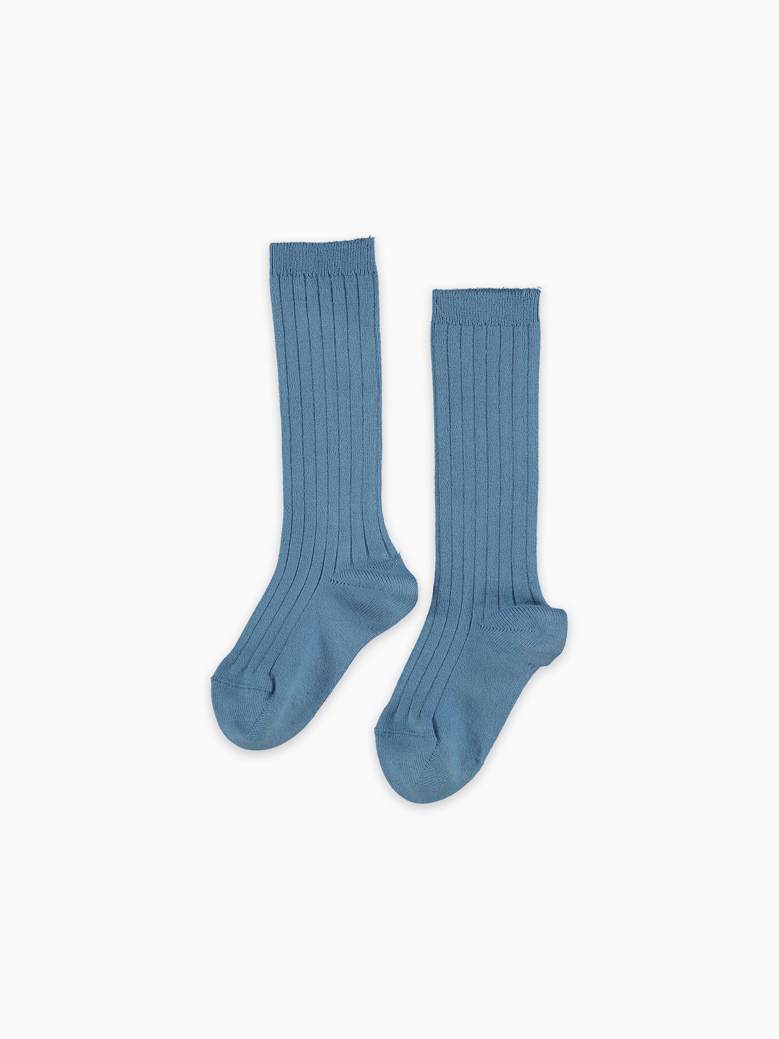 Dusty Blue Ribbed Knee High Kids Socks | La Coqueta Kids UK
