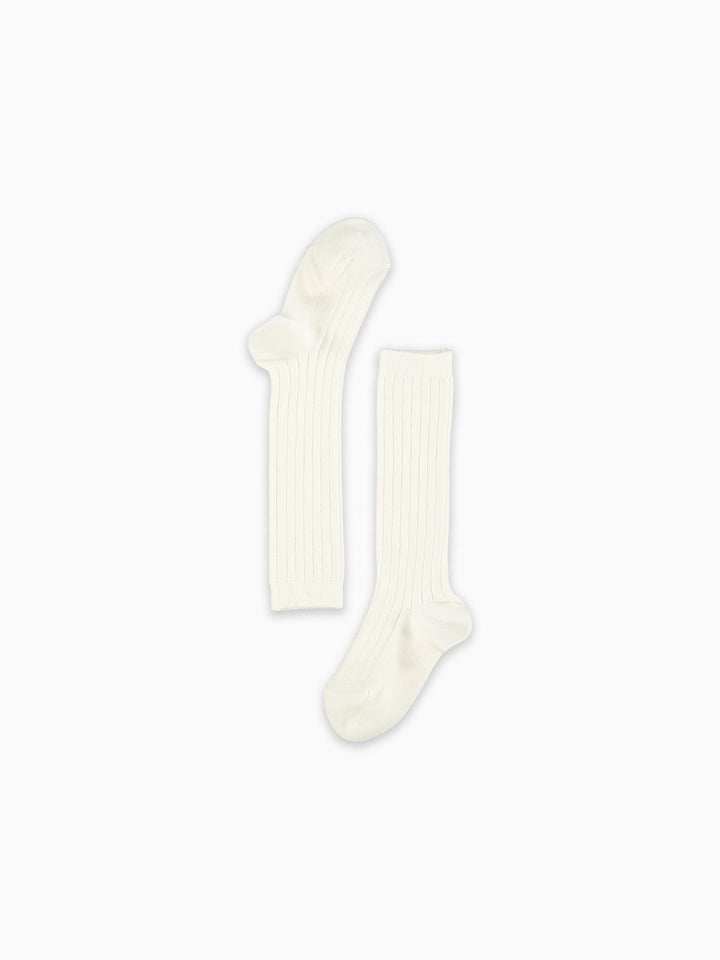 Off White Ribbed Knee High Kids Socks | Children Accessories | La ...