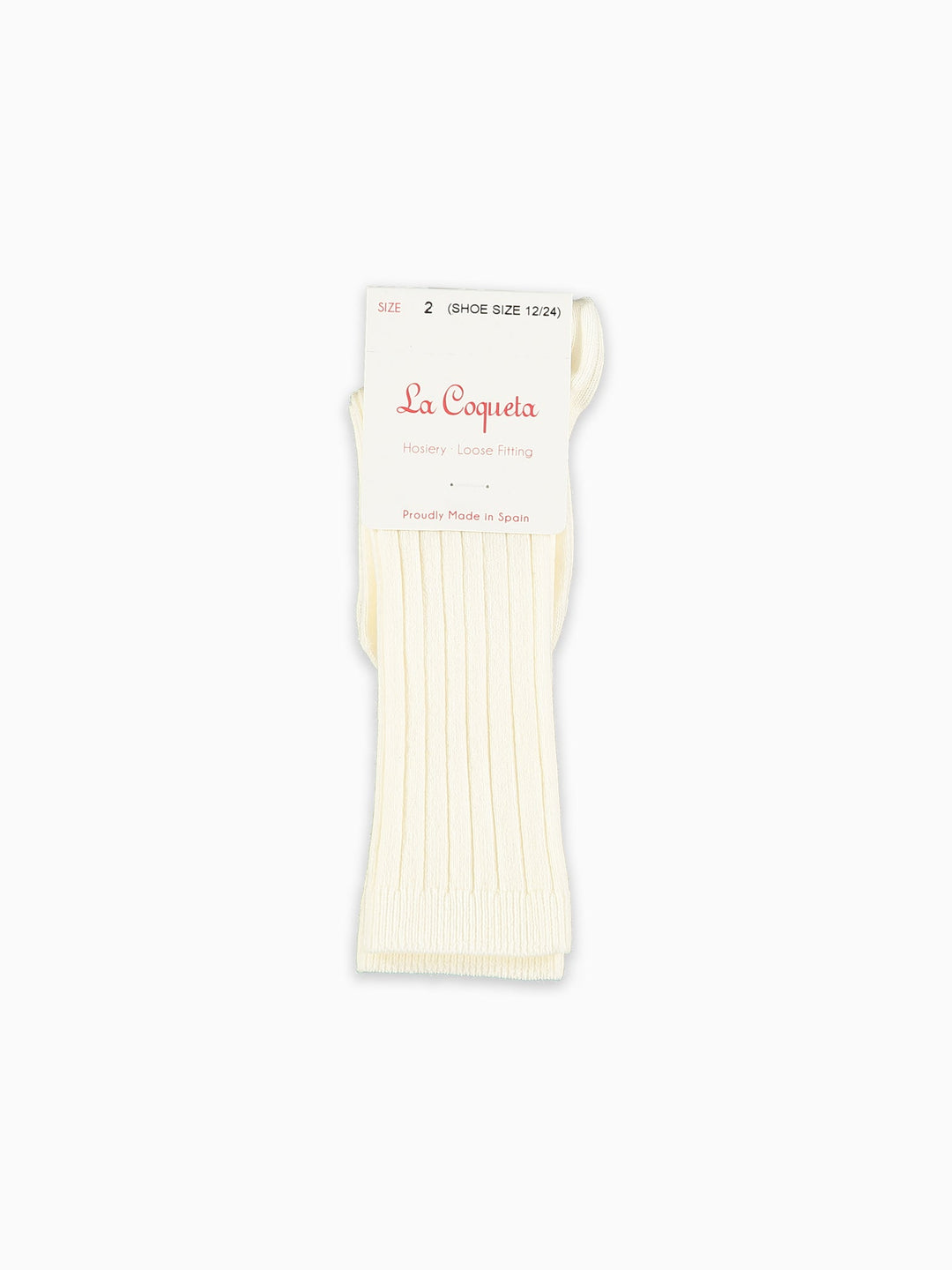 Off White Ribbed Knee High Kids Socks | La Coqueta Kids