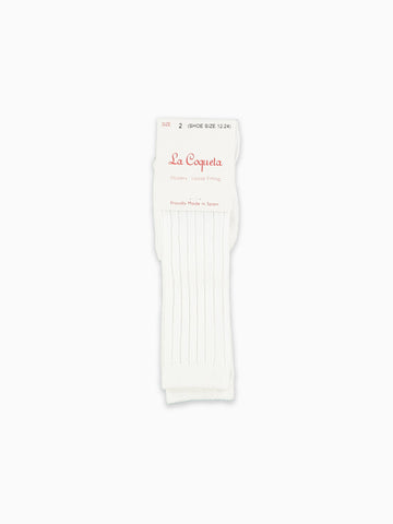 White Ribbed Knee High Kids Socks | La Coqueta Kids UK