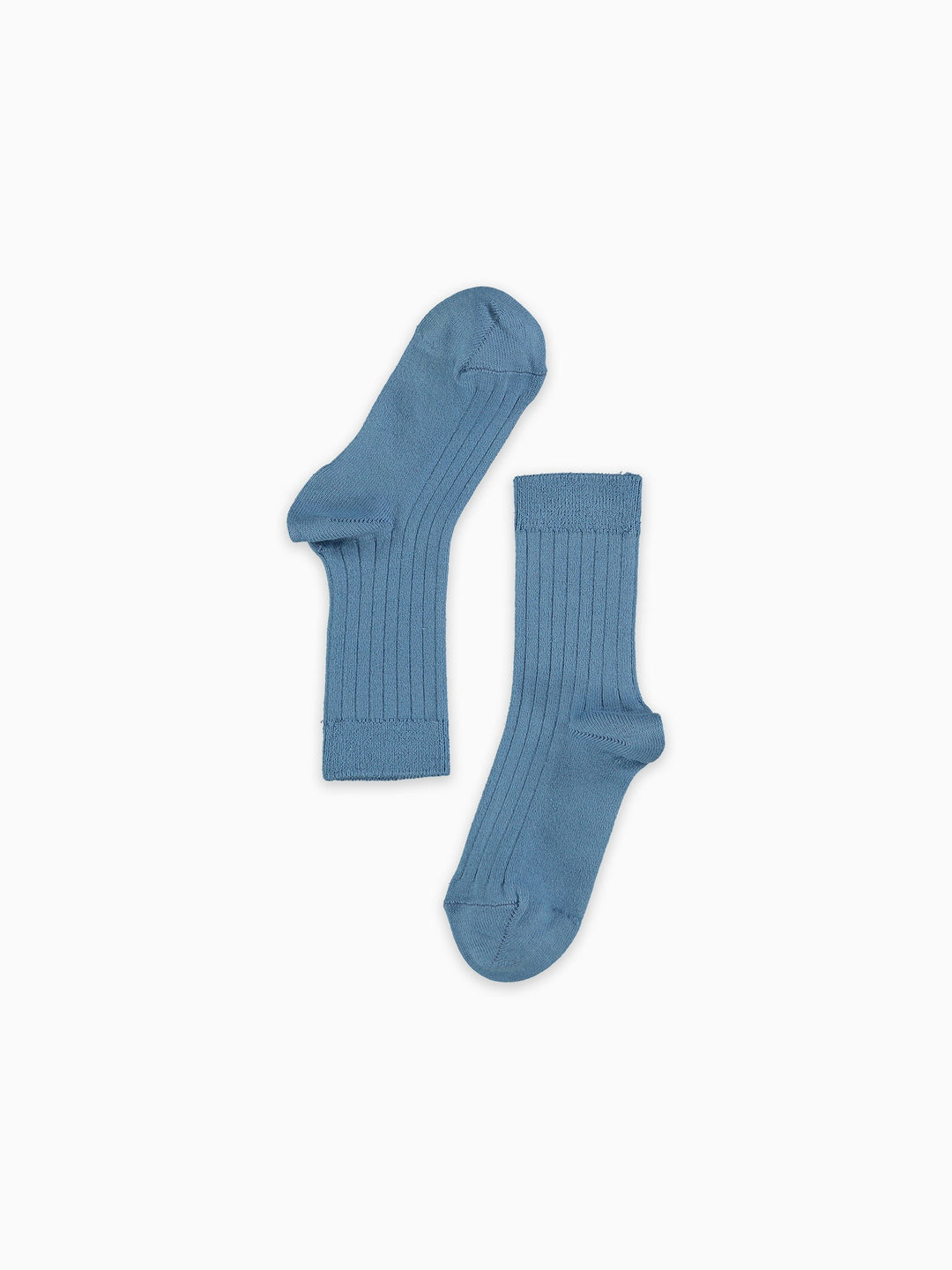 Dusty Blue Ribbed Short Kids Socks | La Coqueta Kids UK