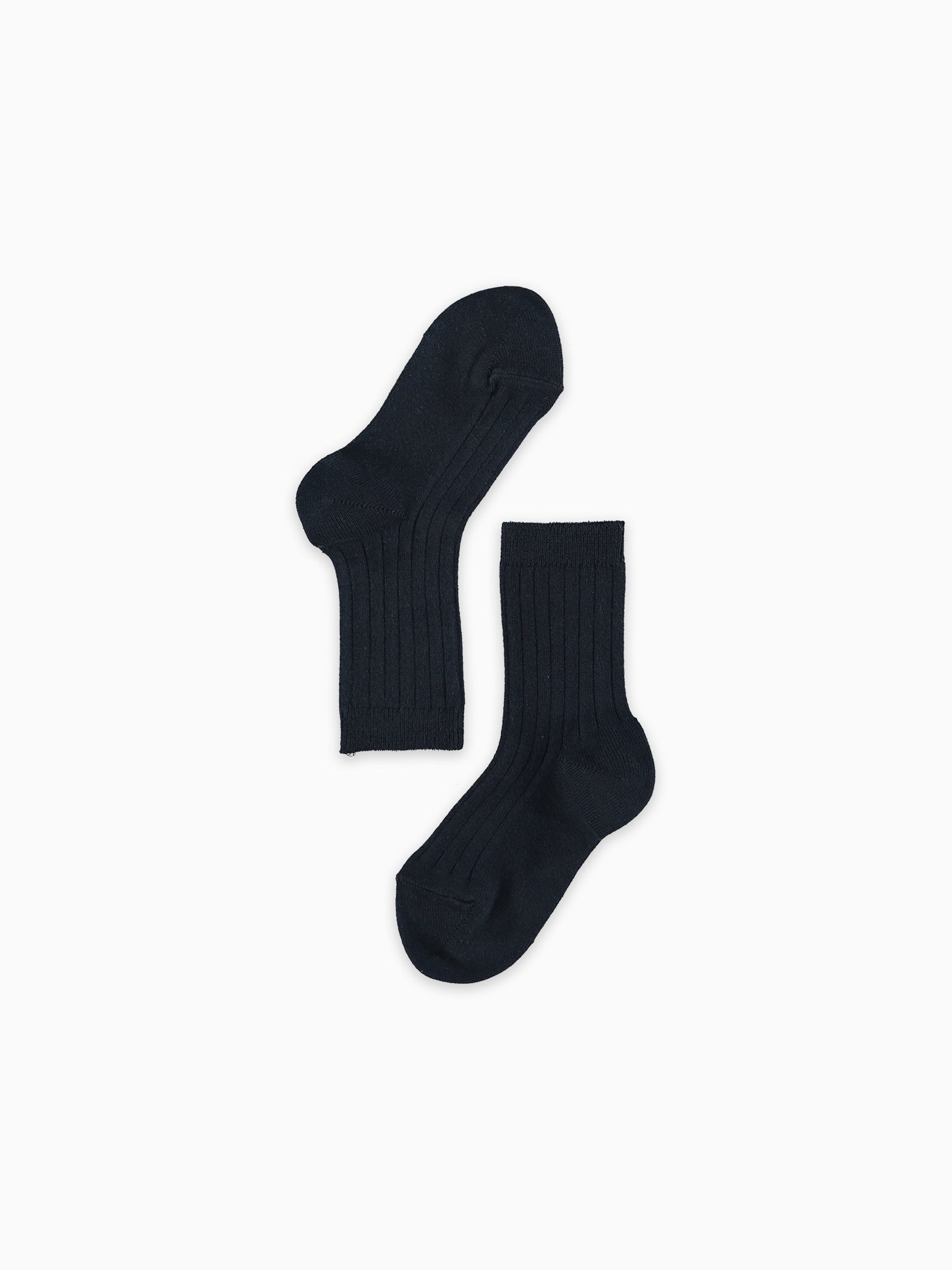Navy Blue Ribbed Short Kids Socks | La Coqueta Kids UK