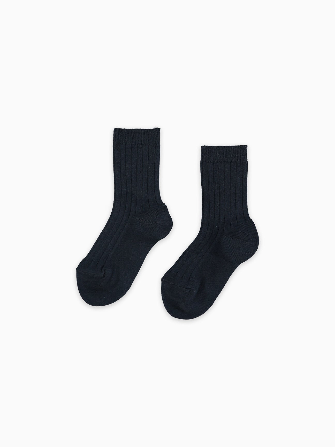 Navy Blue Ribbed Short Kids Socks | La Coqueta Kids UK