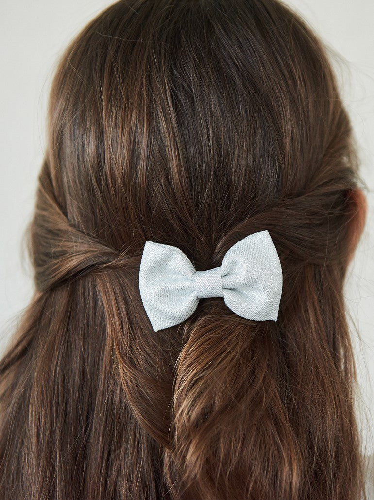 Silver Small Bow Girl Clip – La Coqueta Kids